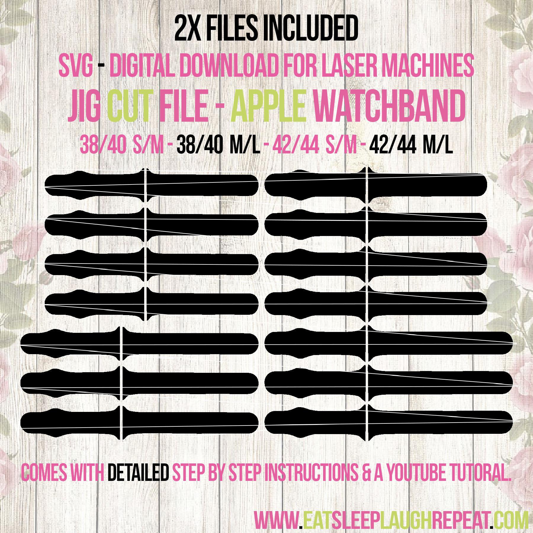 Apple Watch Band SVG Jig Cut File With and Without Holes - Etsy Canada