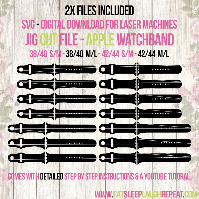 Apple Watch Band SVG Jig Cut File with and without Holes | Etsy