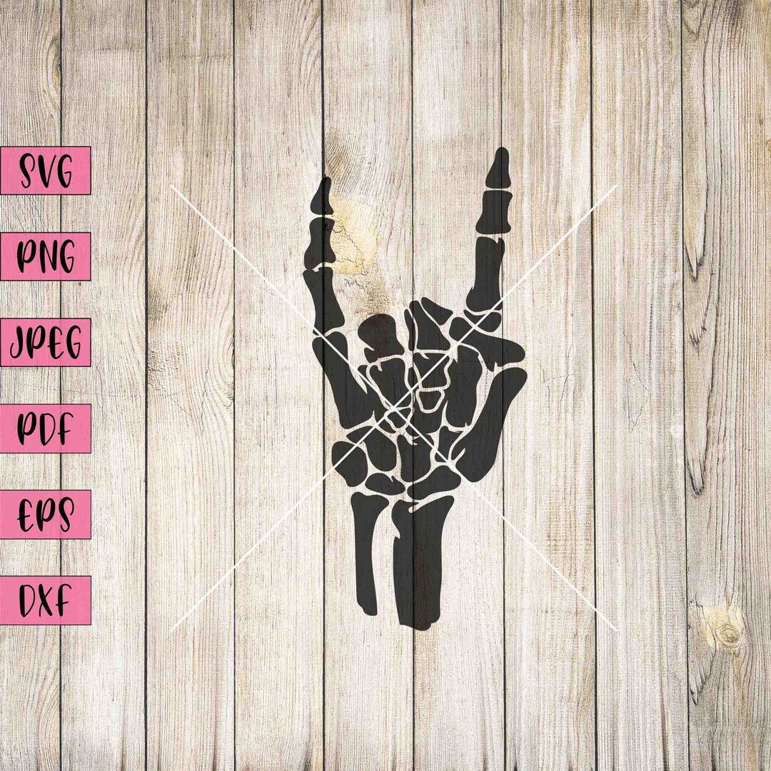 Rock N Roll Svg, Skeleton Hand Decal, Skeleton Patch, Svg Halloween ...