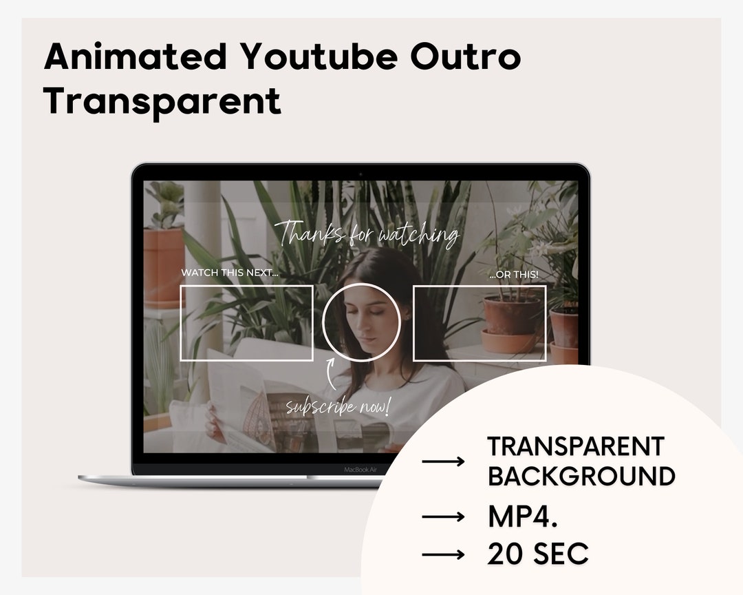 Animated Transparent Youtube Outro: Minimal Endscreen (MP4 Digital ...
