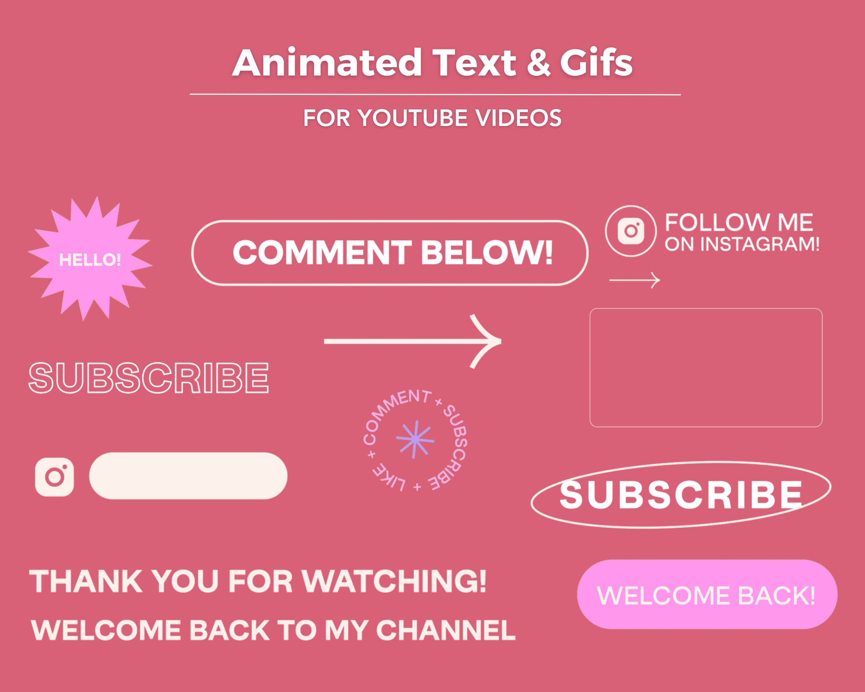 Modern Animated Texts and Gifs for Youtube Videos - Etsy