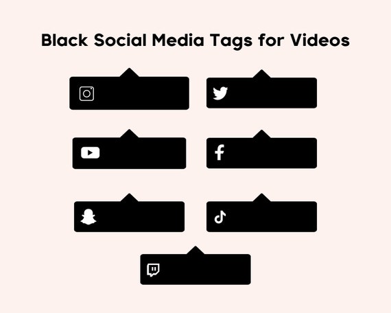 Black Social Media Tags for Youtube Videos BLACK PNG - Etsy