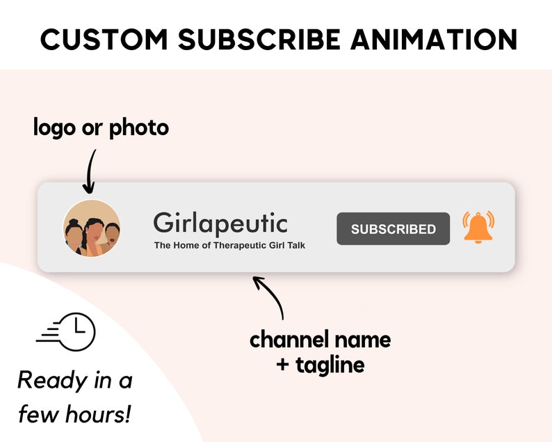Custom Animated Youtube Subscribe Button: Channel Name & Photo (digital ...