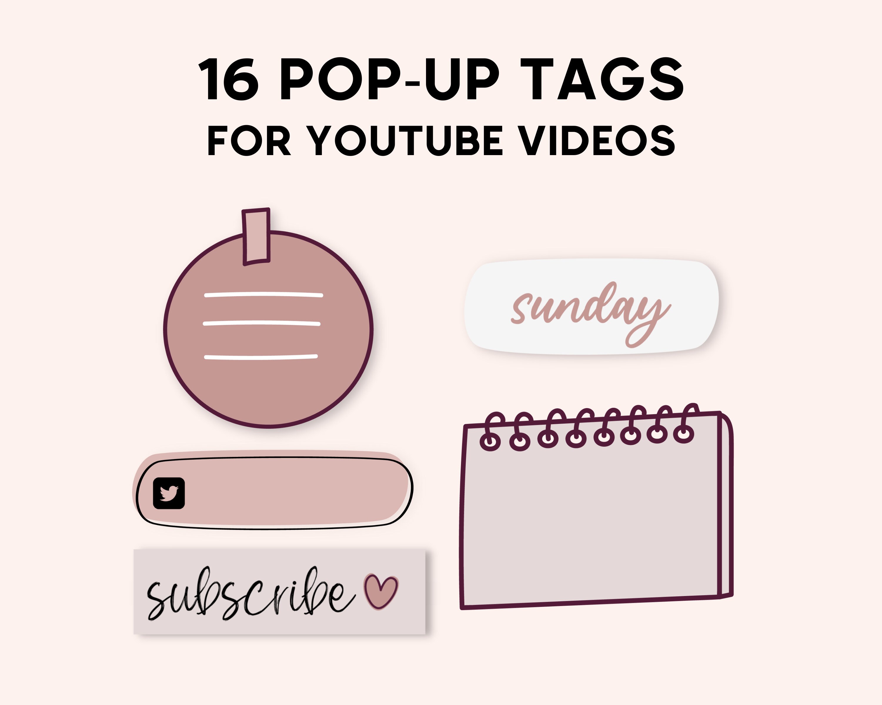 Cute Pop-up Png Tags OVERLAYS for Youtube Videos Youtube Editing - Etsy