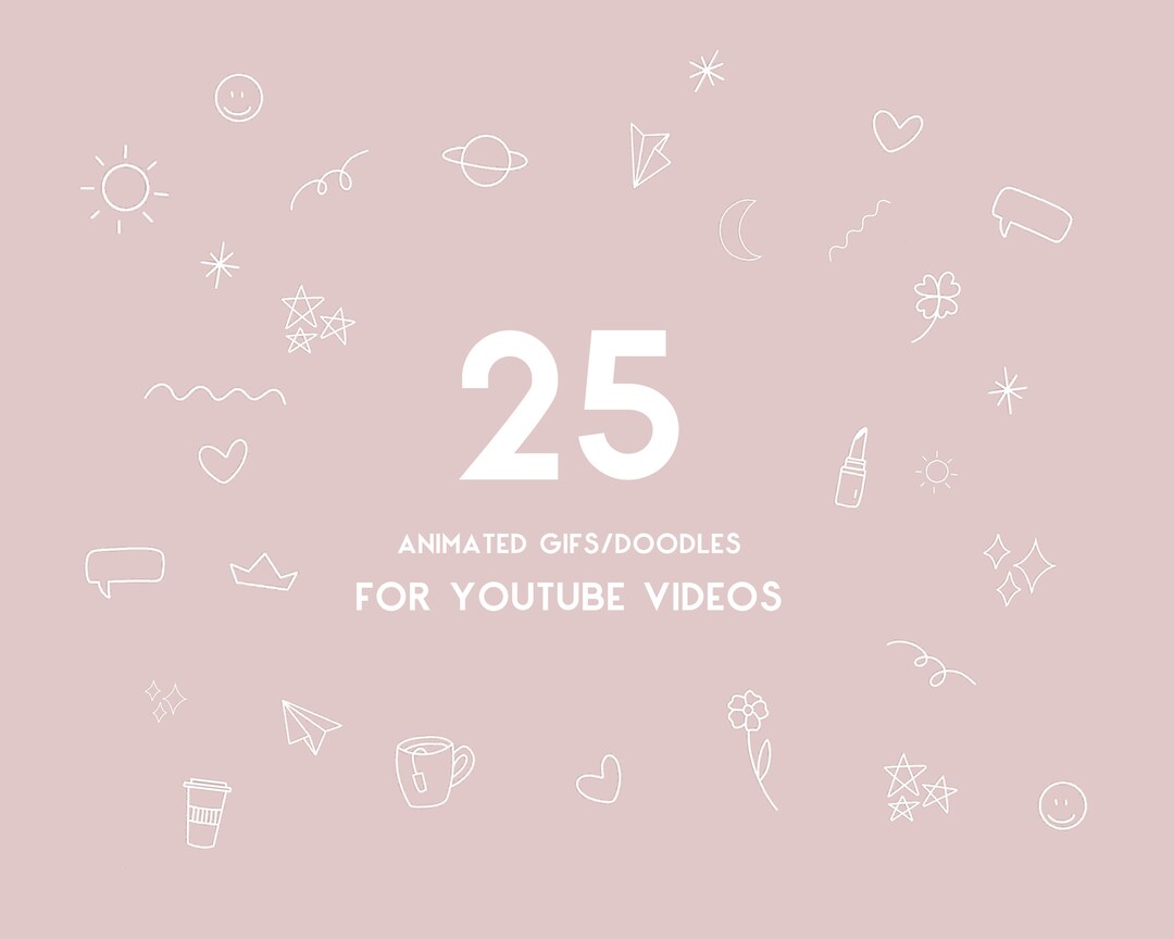 25 Hand-drawn Animated Doodles: White Graphics Overlays (digital ...