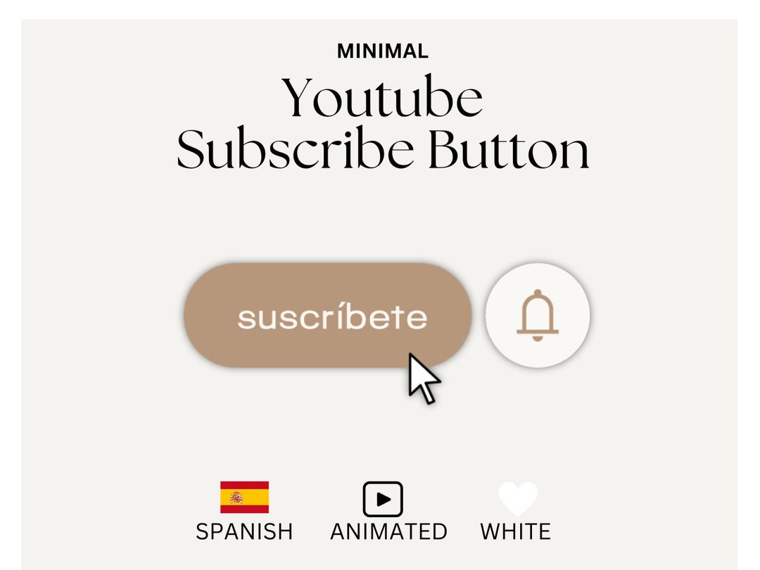Youtube Animation - Beige Subscribe Button - Etsy