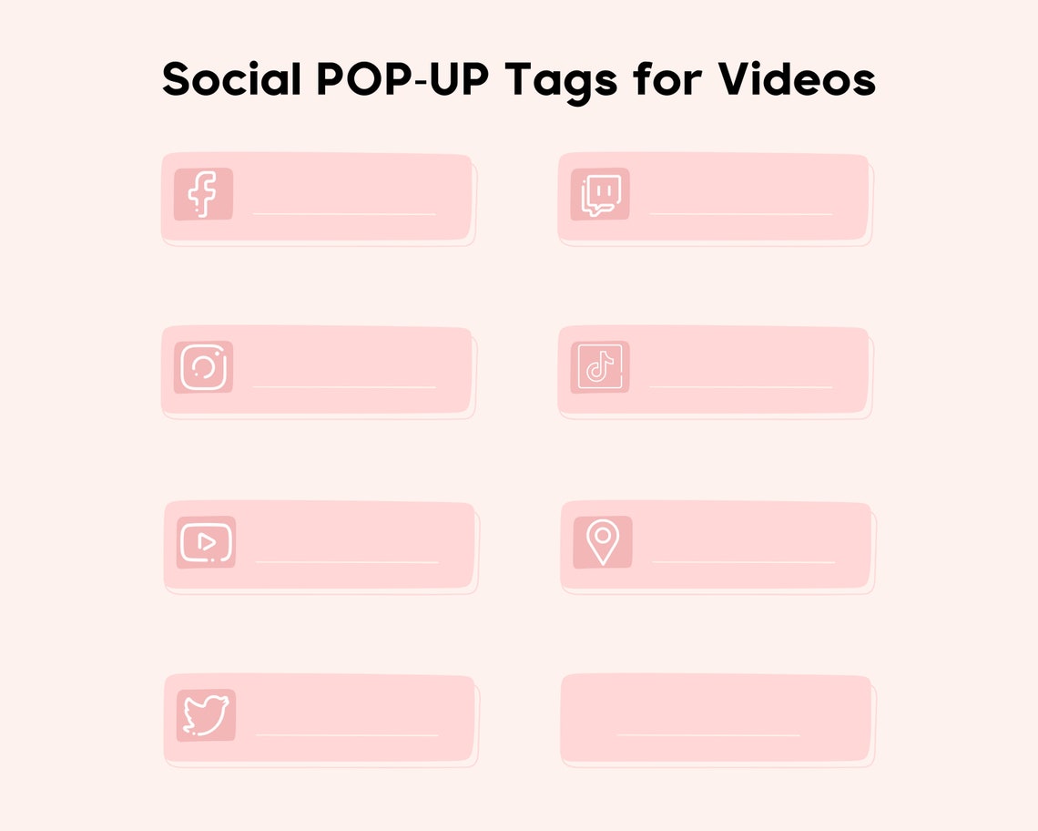 Pink Social Pop-up Tags for Youtube Videos PINK PNG OVERLAYS Youtube ...
