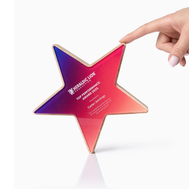 Personalized Solid Oak Star Award, Corporate Recognition Trophy - Etsy