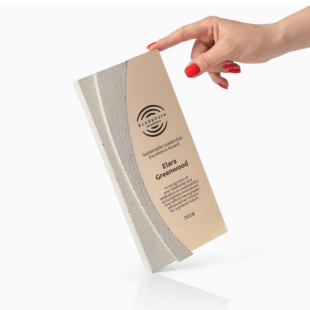 Personalized Concrete Plaque, Corporate Gift, Modern Recognition Award ...