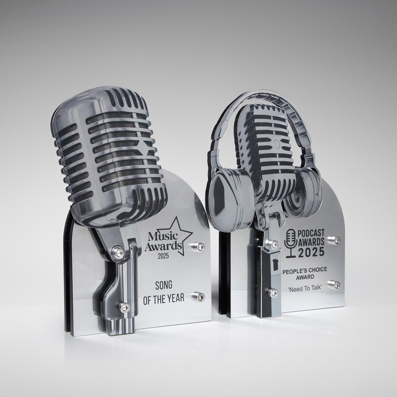 Custom Microphone Award Trophy, Engraved Flexibrass & Acrylic, Unique ...