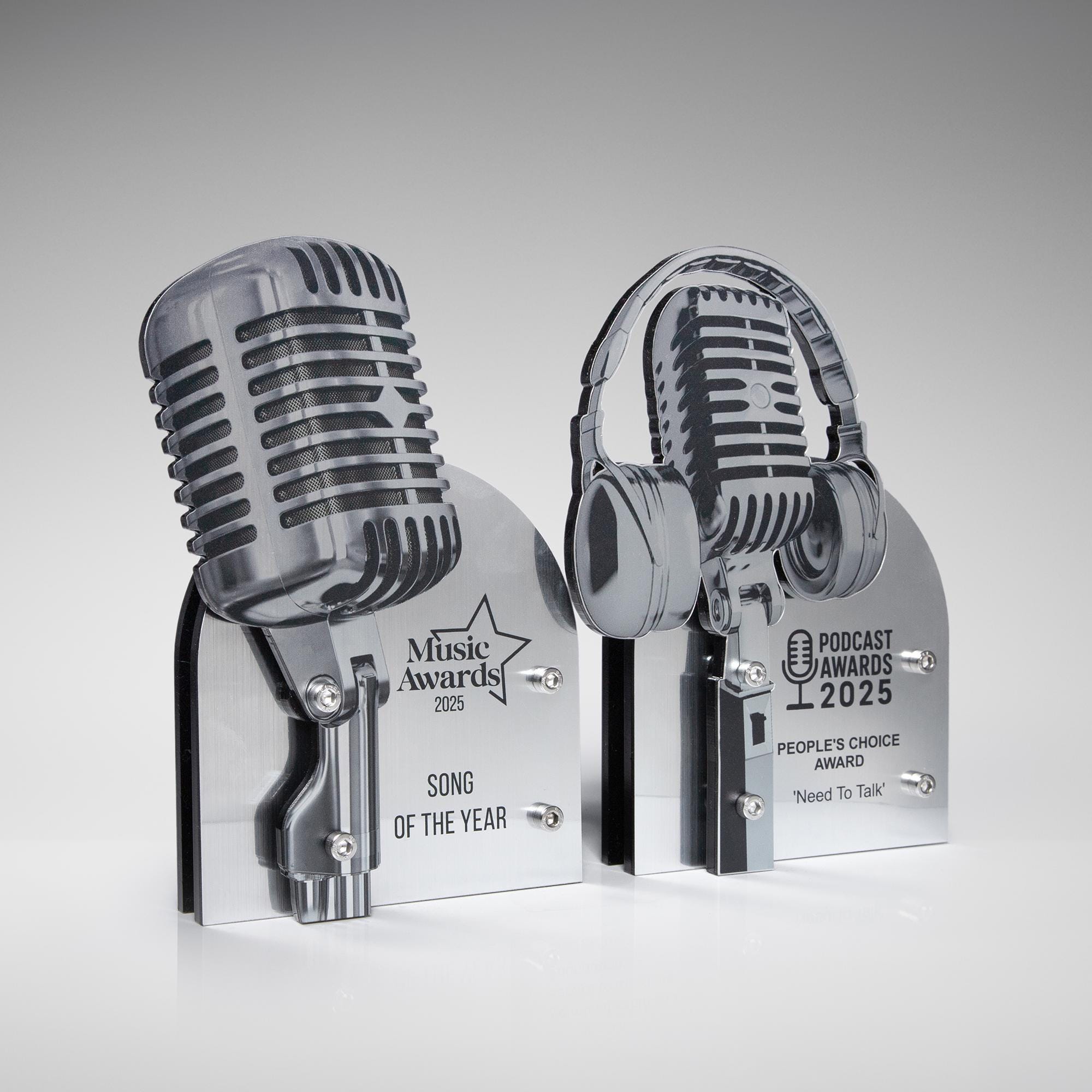 Custom Microphone Award Trophy, Engraved Flexibrass & Acrylic, Unique ...