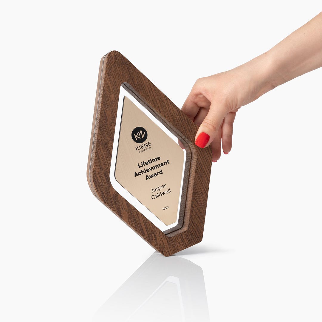 Personalized Wooden Trophy for Achievements, Elegant Custom Plaque for ...