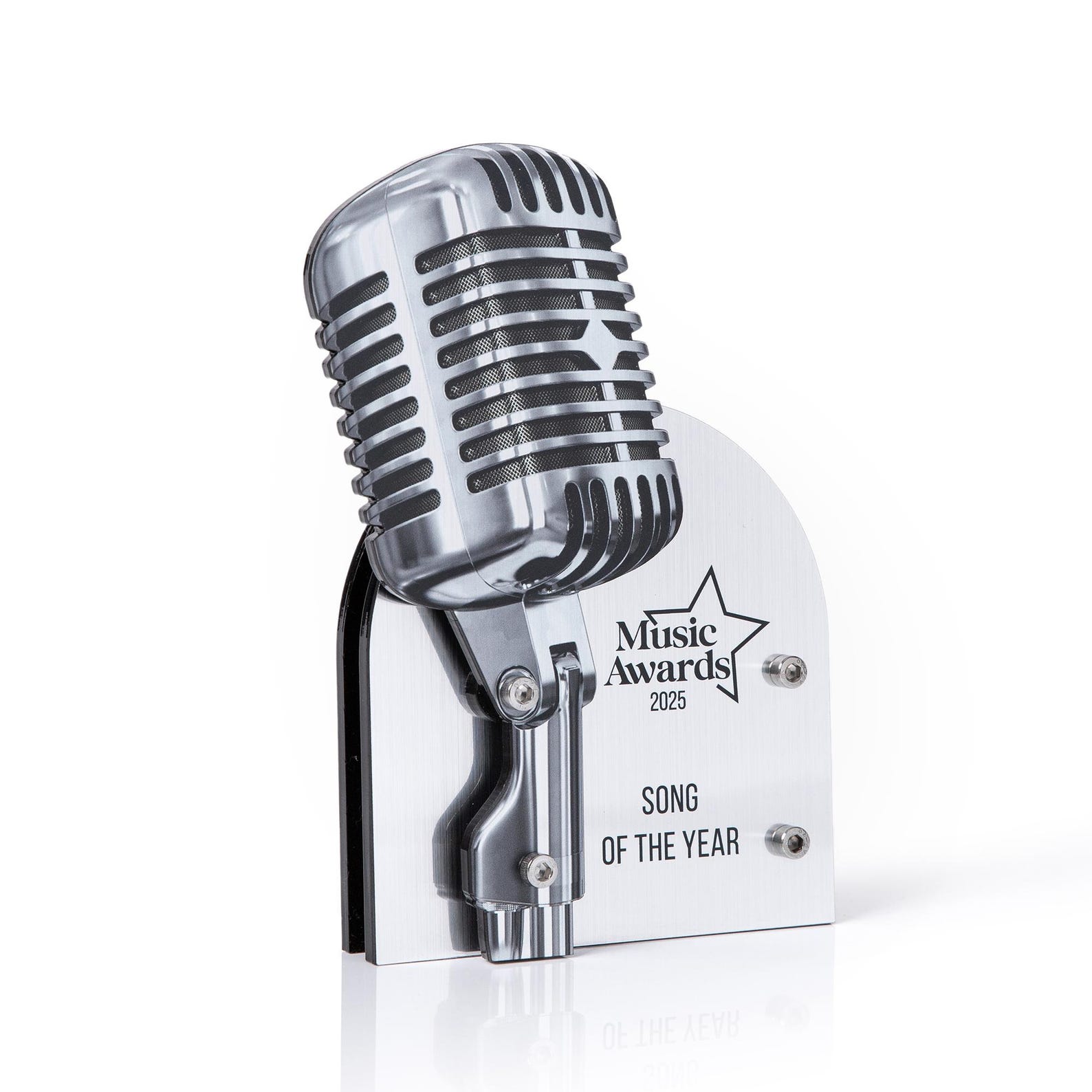 Custom Microphone Award Trophy, Engraved Flexibrass & Acrylic, Unique ...