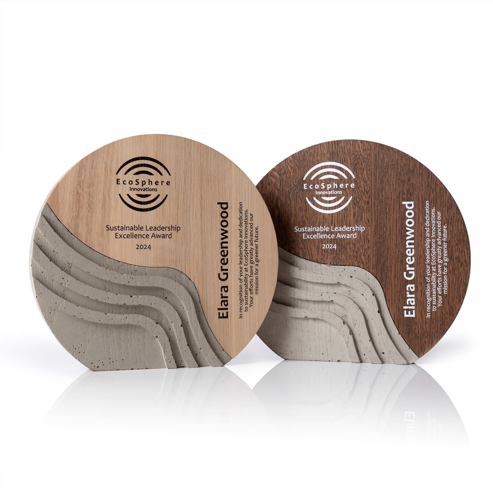 Modern Concrete & Oak Award: Personalized Business Trophy - Etsy