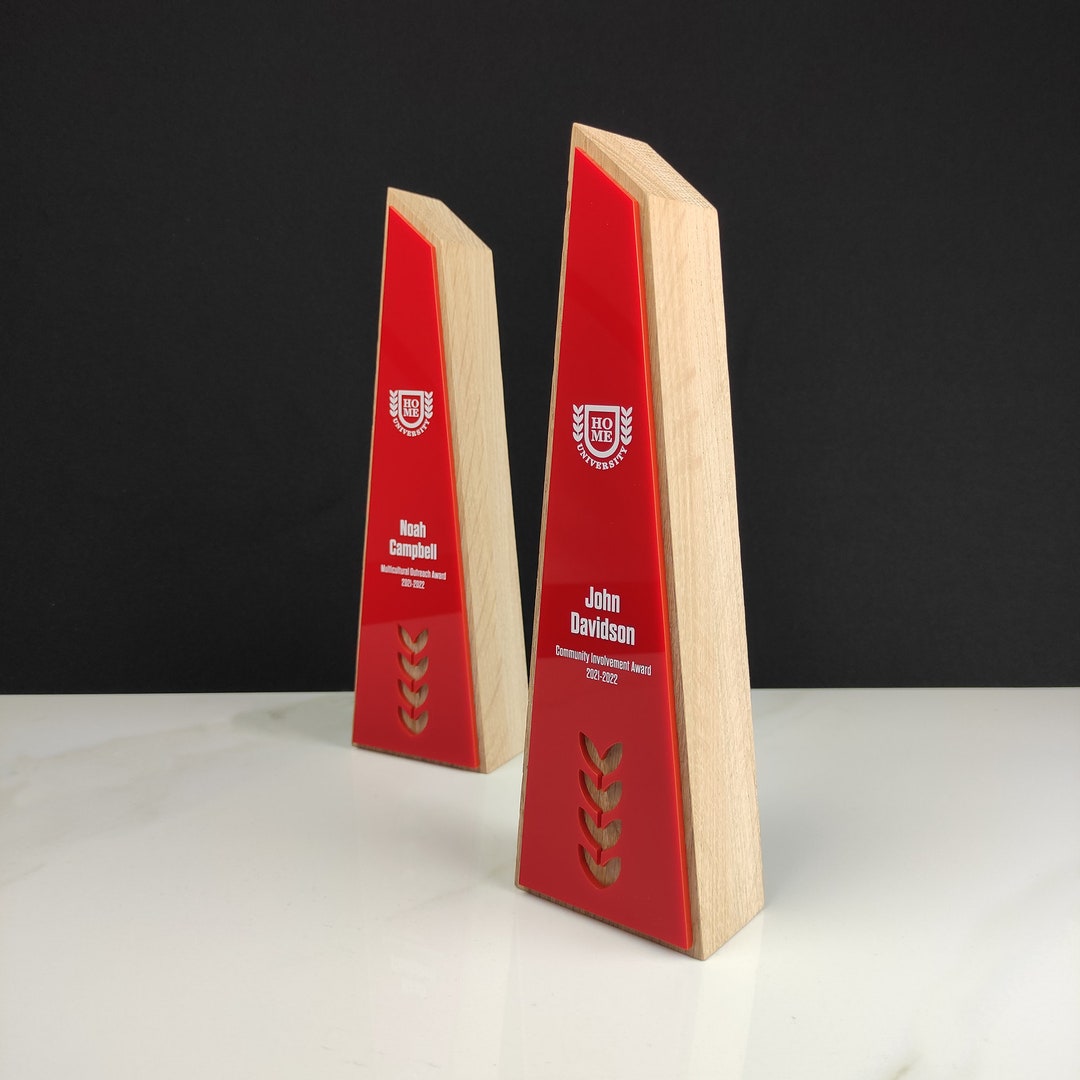 Triangle Oak & Acrylic Award, Custom Recognition Plaque - Etsy