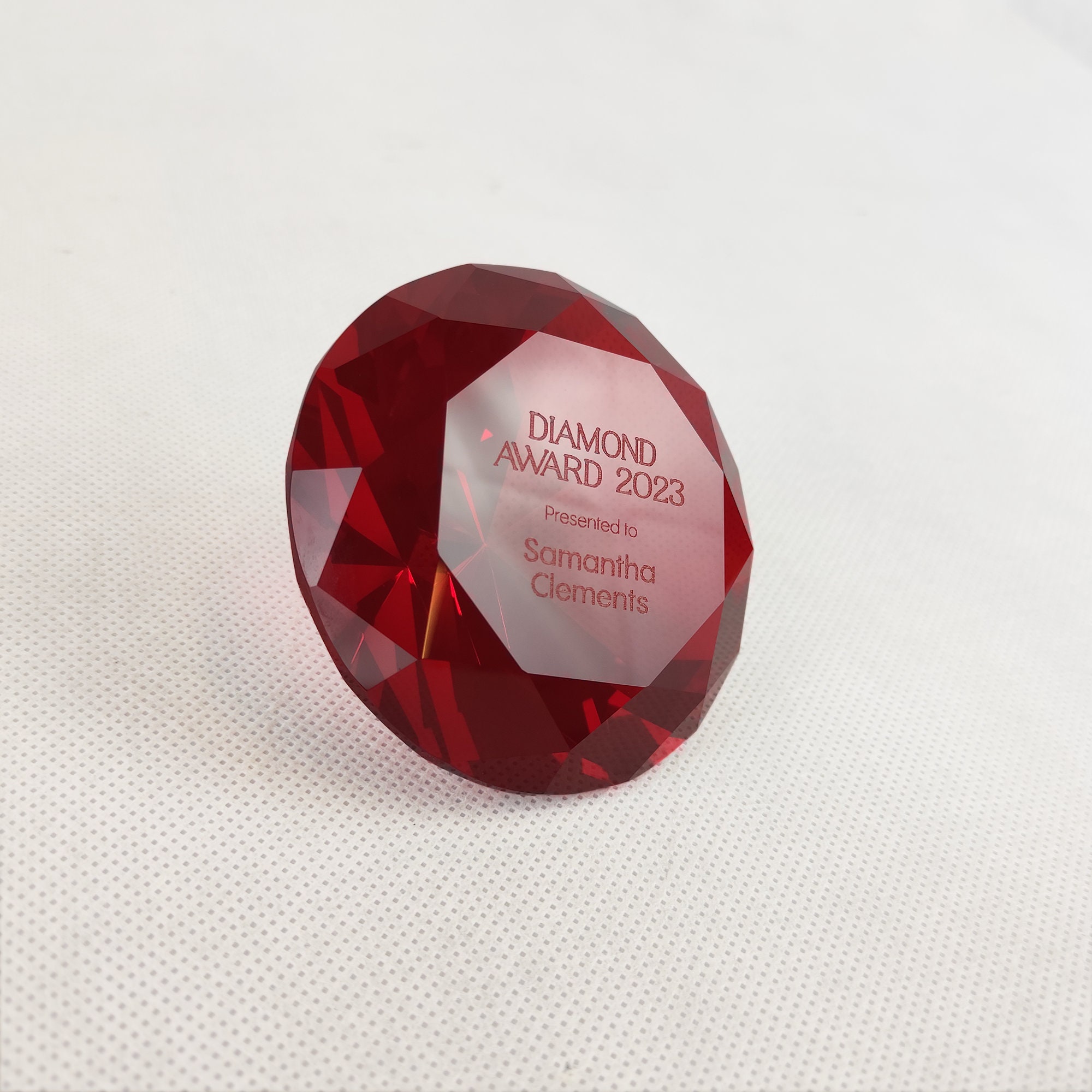 Laser Engraved Red Crystal Diamond Award, Personalized Business Gift - Etsy