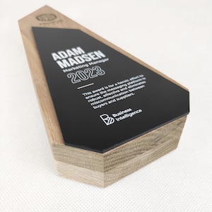 Irregular Shape Bespoke Wooden Trophy, Modern Personalized Award for ...