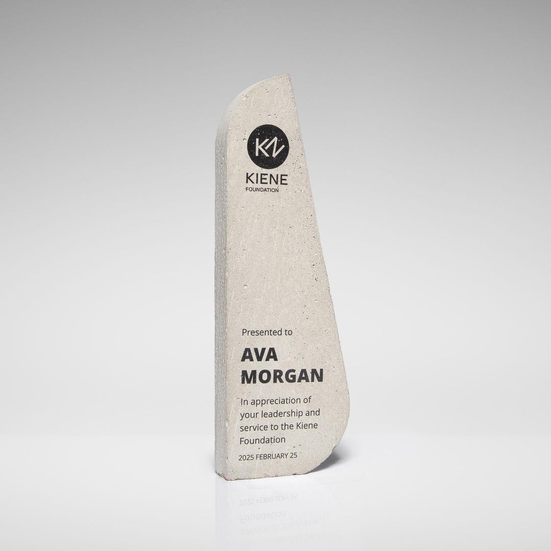 Minimalist Concrete Award, Personalized Appreciation Trophy, Modern ...
