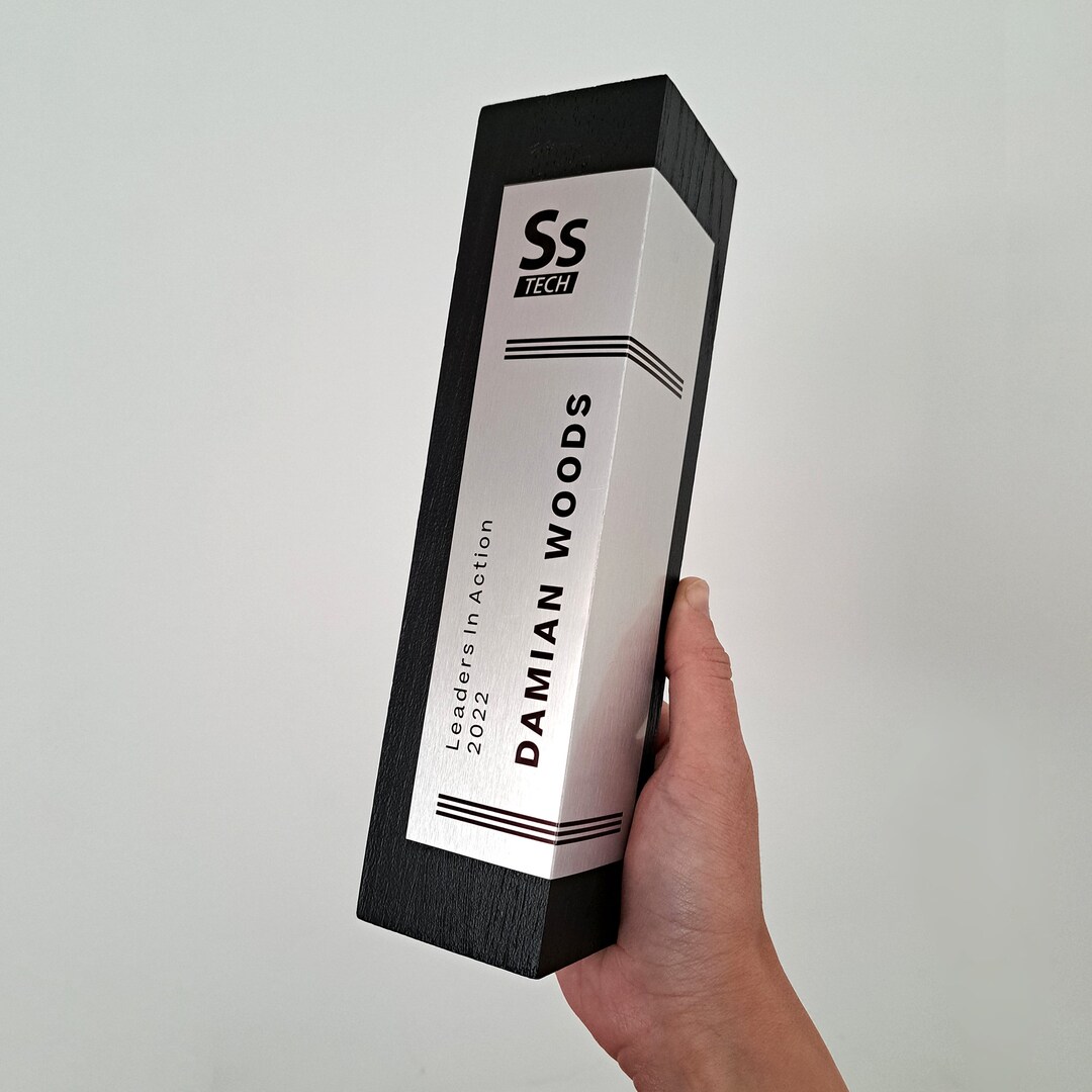 Painted Solid Oak Award for Best Employee, Modern Wooden Trophy ...