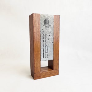 Unique Oak and Concrete Award, Modern Trophy for Business, Solid ...
