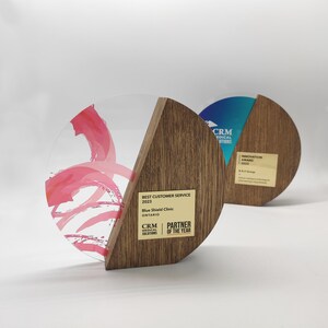 Round Solid Oak Trophy, High Quality Handmade Oak Award for the Best ...