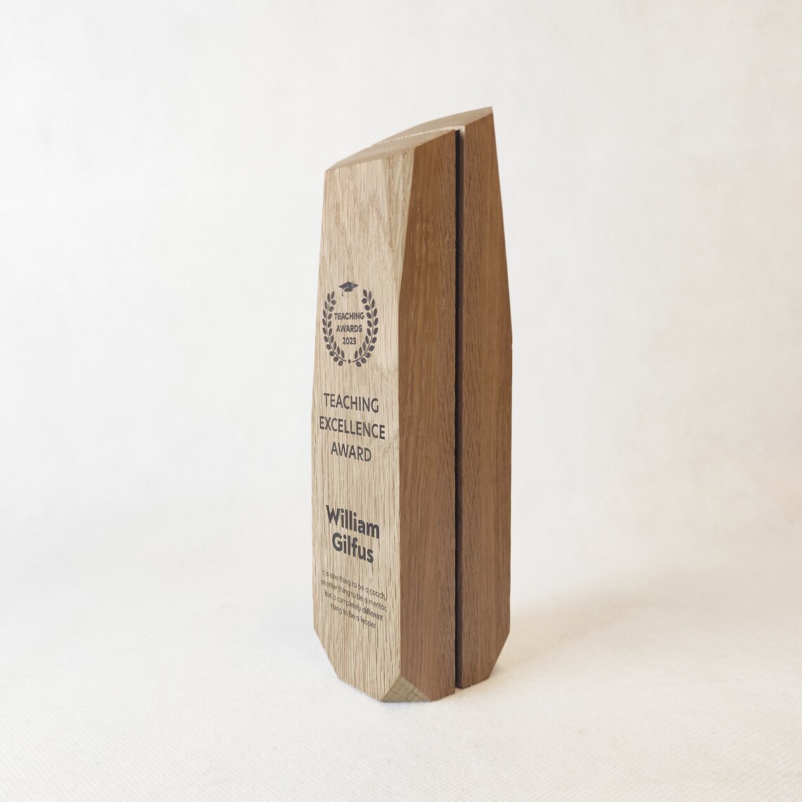 Personalized Solid Oak Award Trophy, Eco-friendly Gift - Etsy