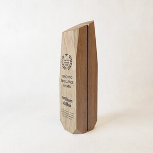 Irregular Shaped Solid Oak Trophy Decorated With UV Print on Front Side ...