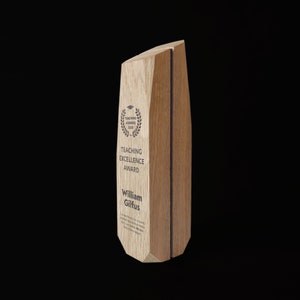 Irregular Shaped Solid Oak Trophy Decorated With UV Print on Front Side ...