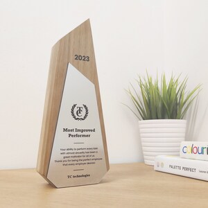 Bespoke Wooden Trophy, Irregular Shaped Award for Best Employee ...