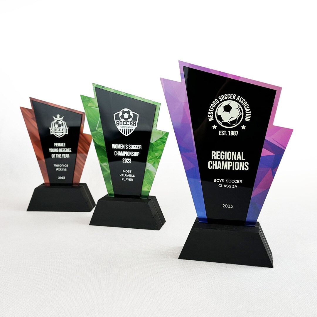 Personalised Wooden and Acrylic Award, Colorful Personalized Soccer ...