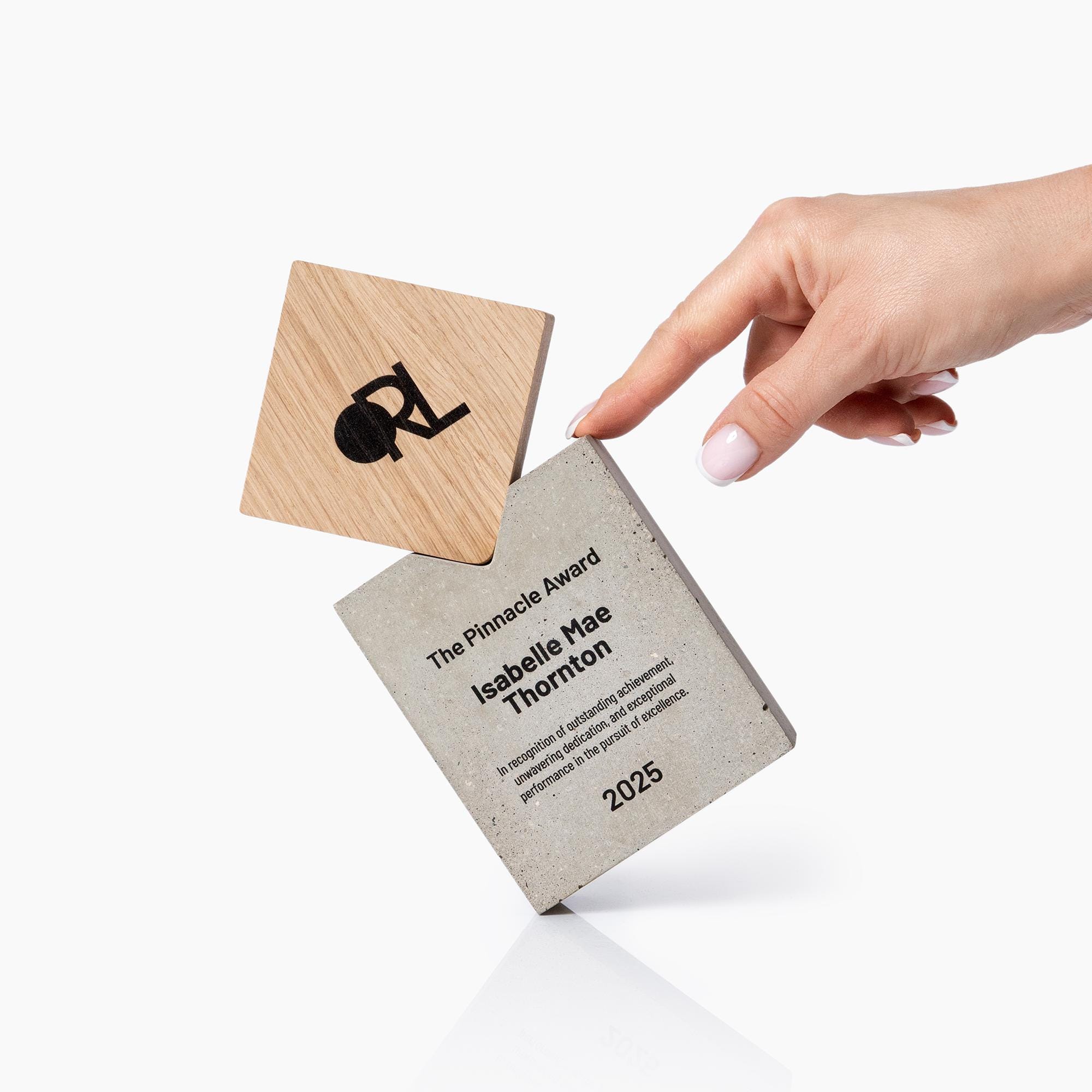 Handmade Concrete & Oak Business Award, Personalized Corporate Gift - Etsy