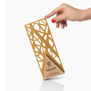 Modern Laser Cut Steel Trophy, Corporate Award, Unique Metal Prize for ...