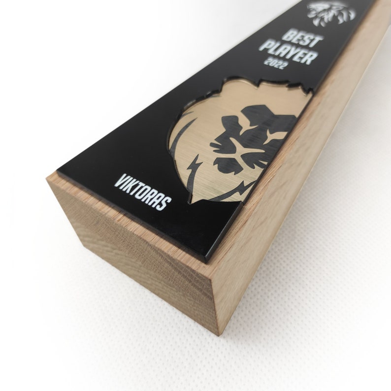 Triangle Black Wooden Trophy, Personalized Plaque, Custom Recognition ...