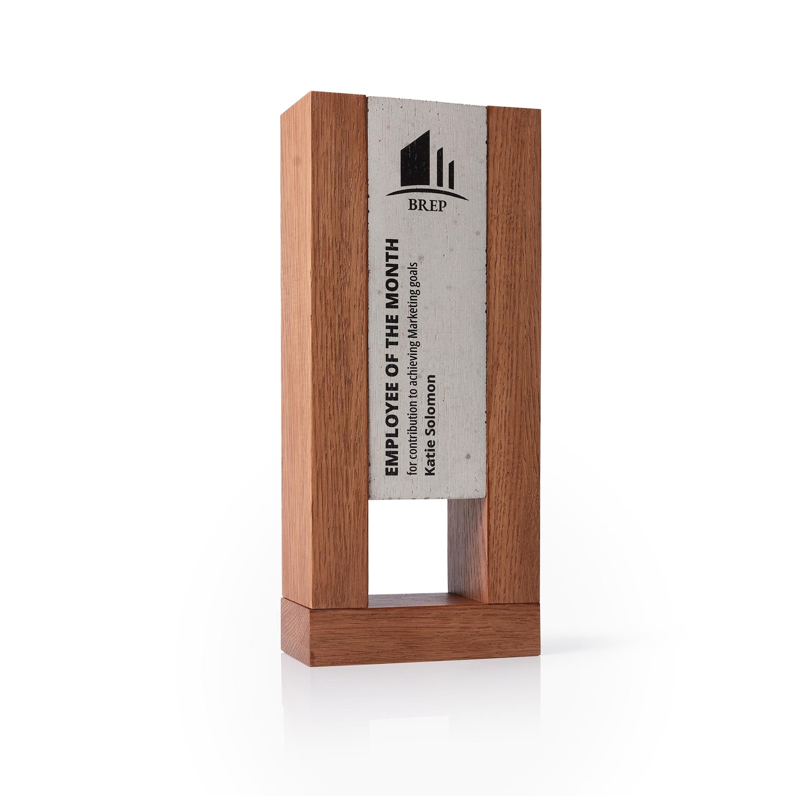 Personalized Oak and Concrete Award, Modern Business Trophy - Etsy