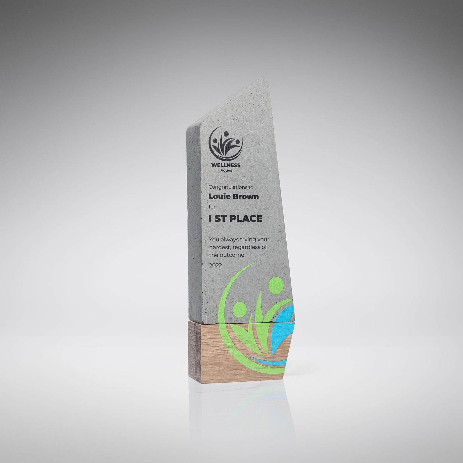 Personalized Concrete Oak Award, Modern Corporate Trophy - Etsy