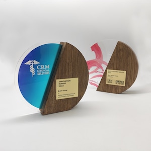 Round Solid Oak Trophy, High Quality Handmade Oak Award for the Best ...