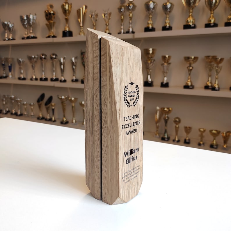 Personalized Solid Oak Award Trophy, Eco-friendly Gift - Etsy