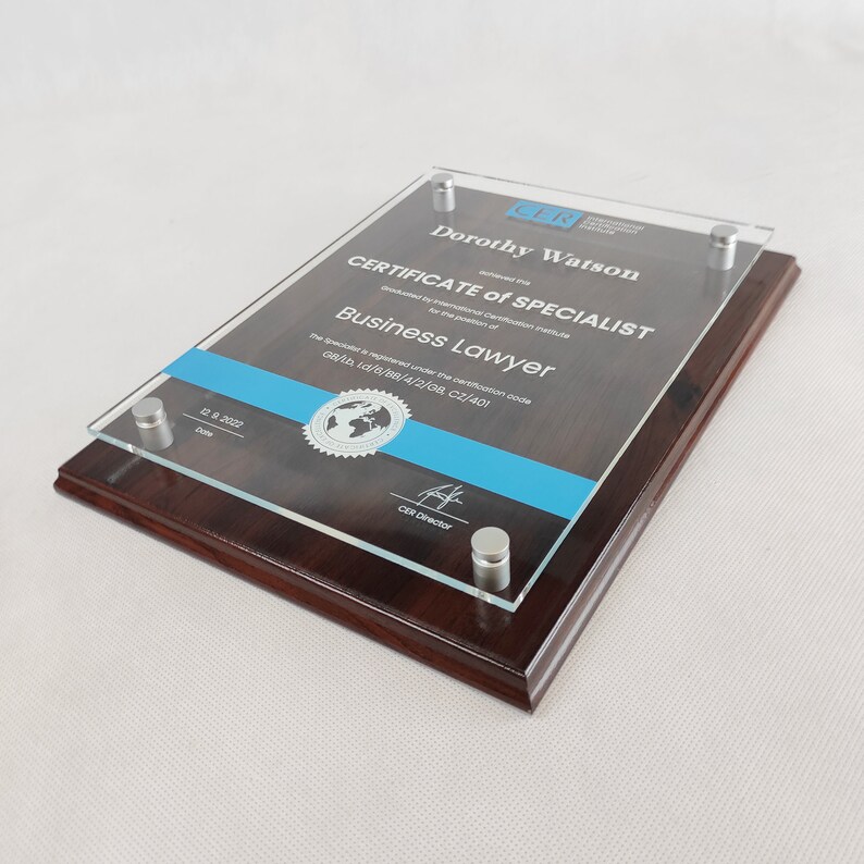 Personalized Wooden Award Plaque, Custom Acrylic Recognition Trophy - Etsy