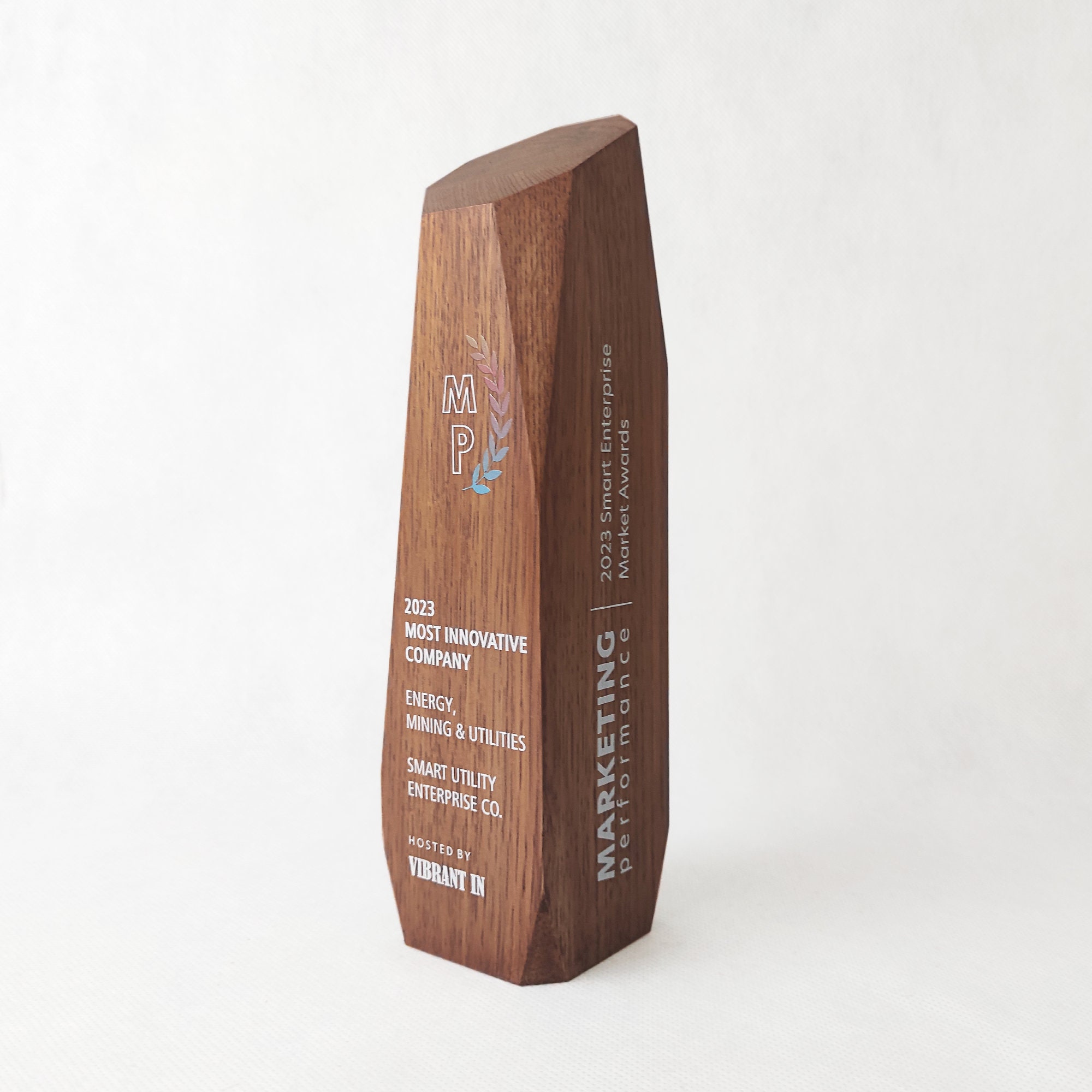 Handmade Oak Trophy Decorated With Black UV Printing on Two Sides ...