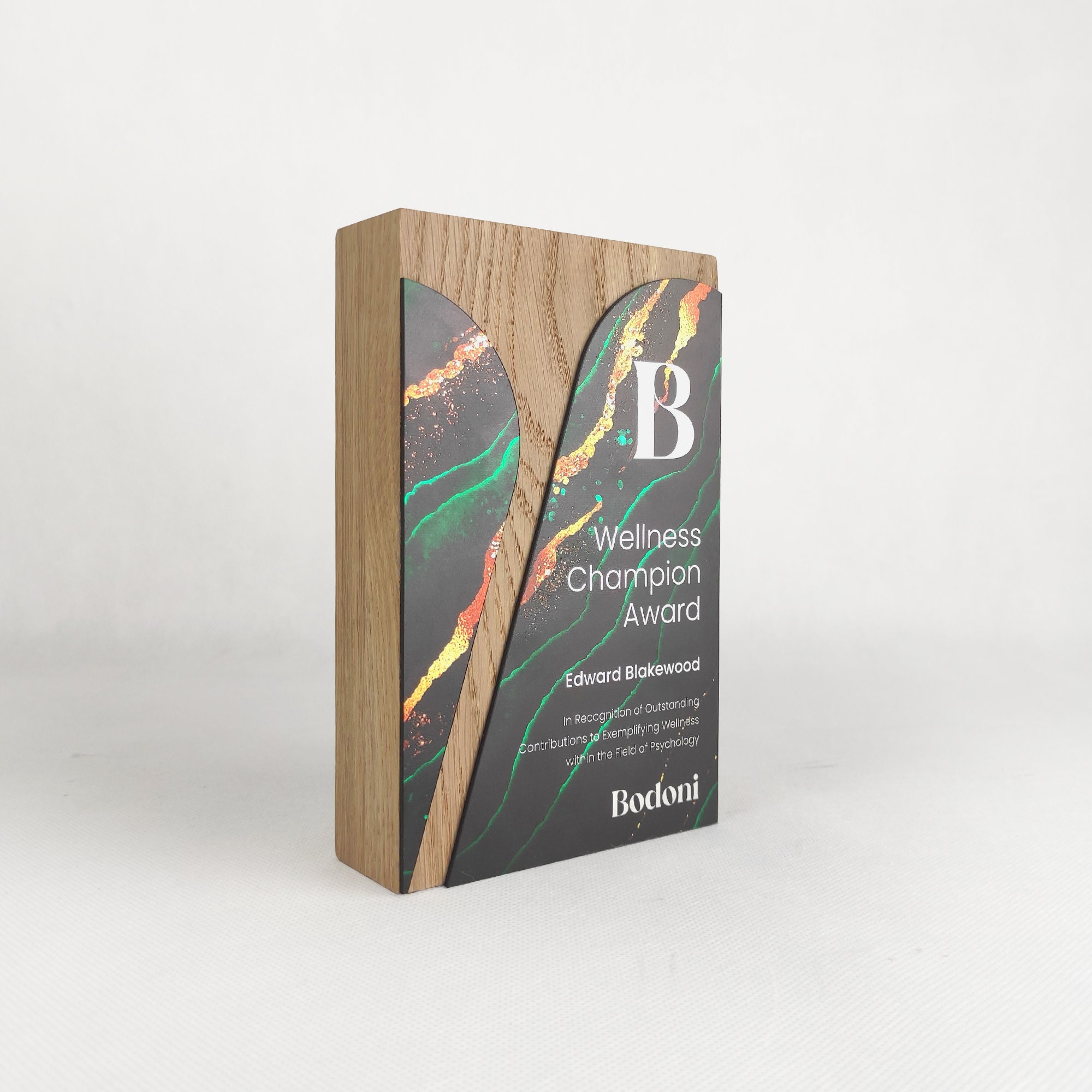 Personalized Oak Trophy With Flexibrass Details and UV Print - Etsy