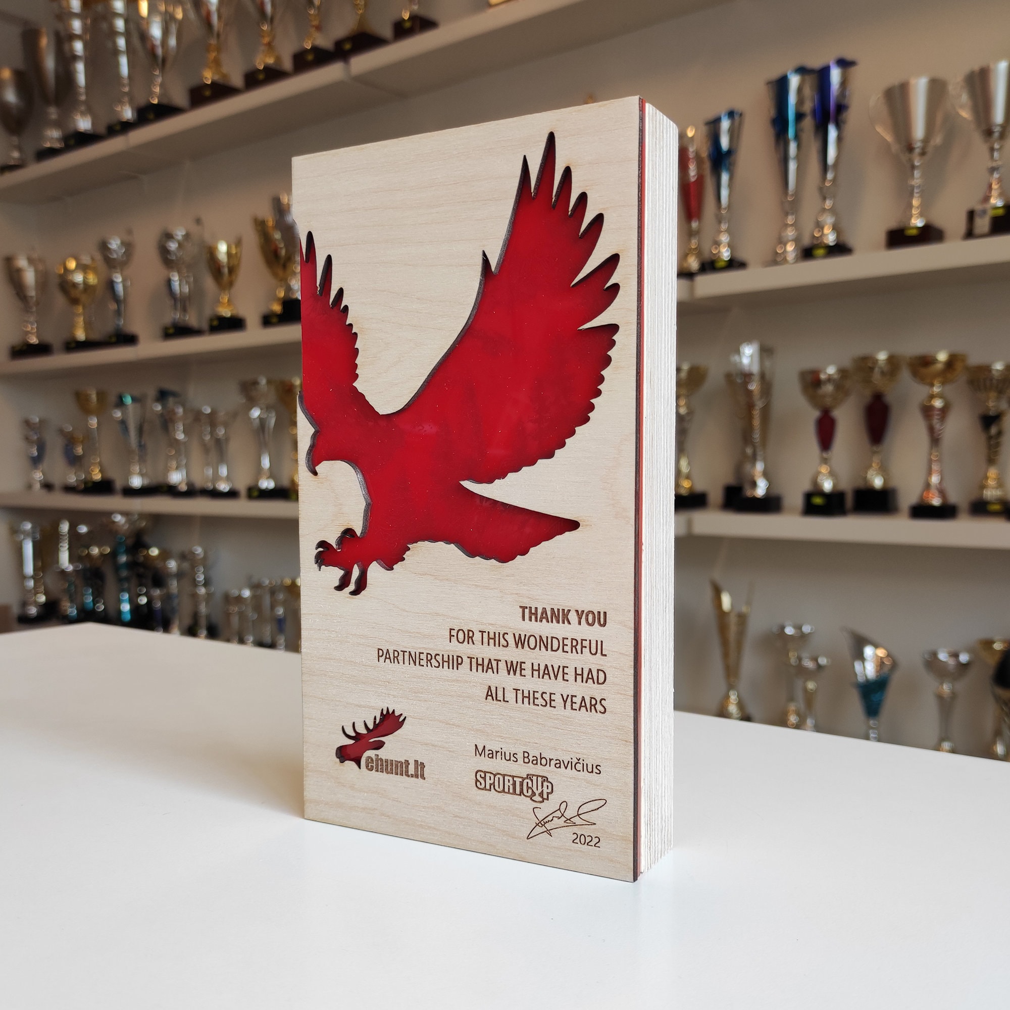 Laser Cut Wooden and Acrylic Trophy, Engraved Recognition Award ...
