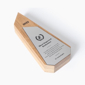 Bespoke Wooden Trophy, Irregular Shaped Award for Best Employee ...
