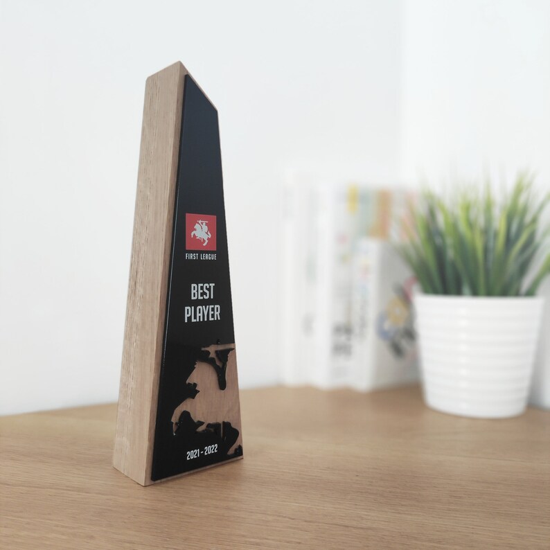 Triangle Wooden Trophy Eco Friendly Oak Prize Customizable - Etsy