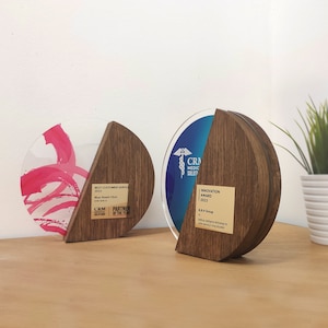 Round Solid Oak Trophy, High Quality Handmade Oak Award for the Best ...