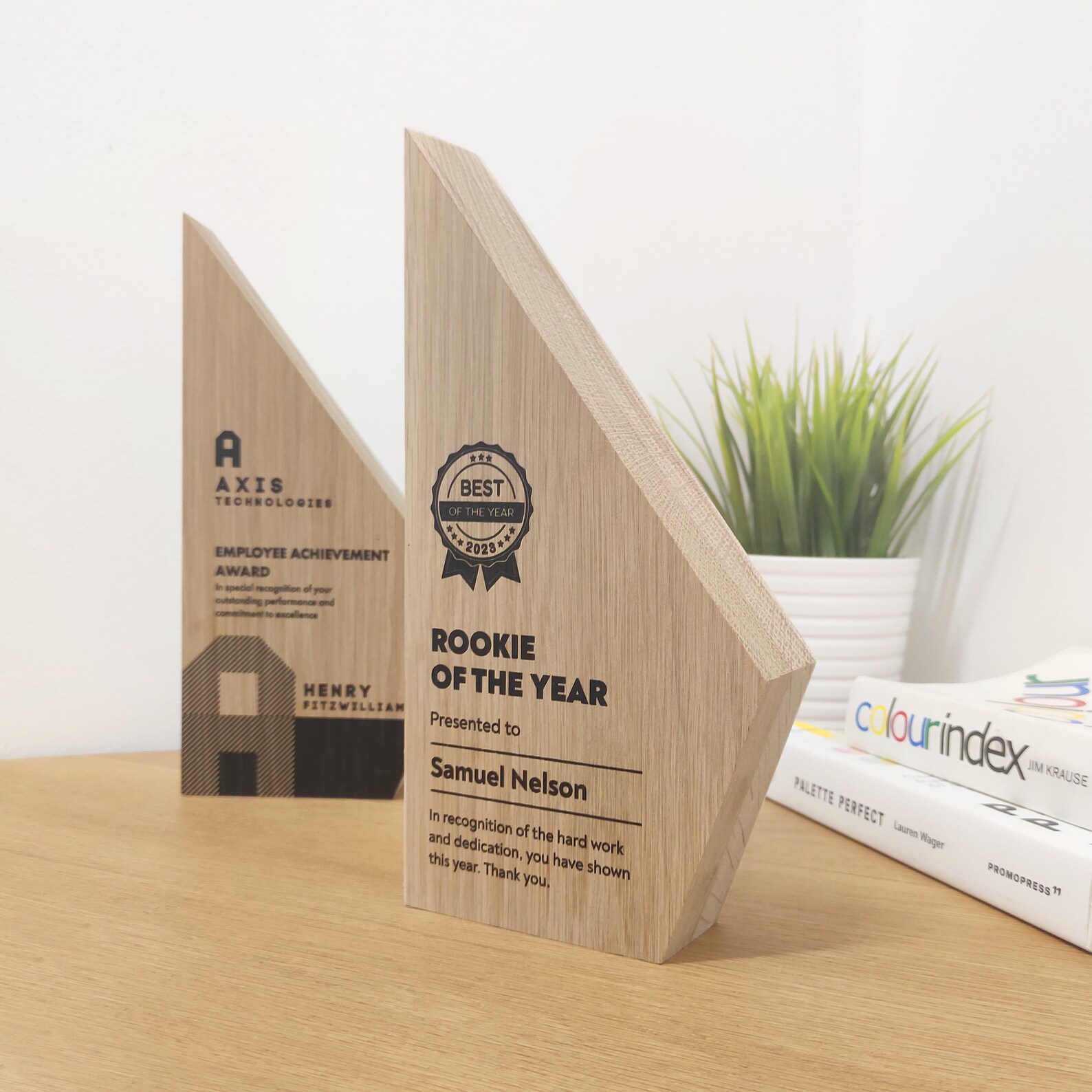 Personalized Solid Oak Award, UV Print Corporate Trophy - Etsy
