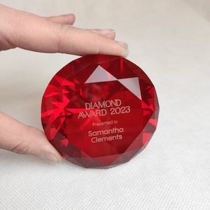 Red Diamond-shaped Crystal Award for the Best Business Partner ...