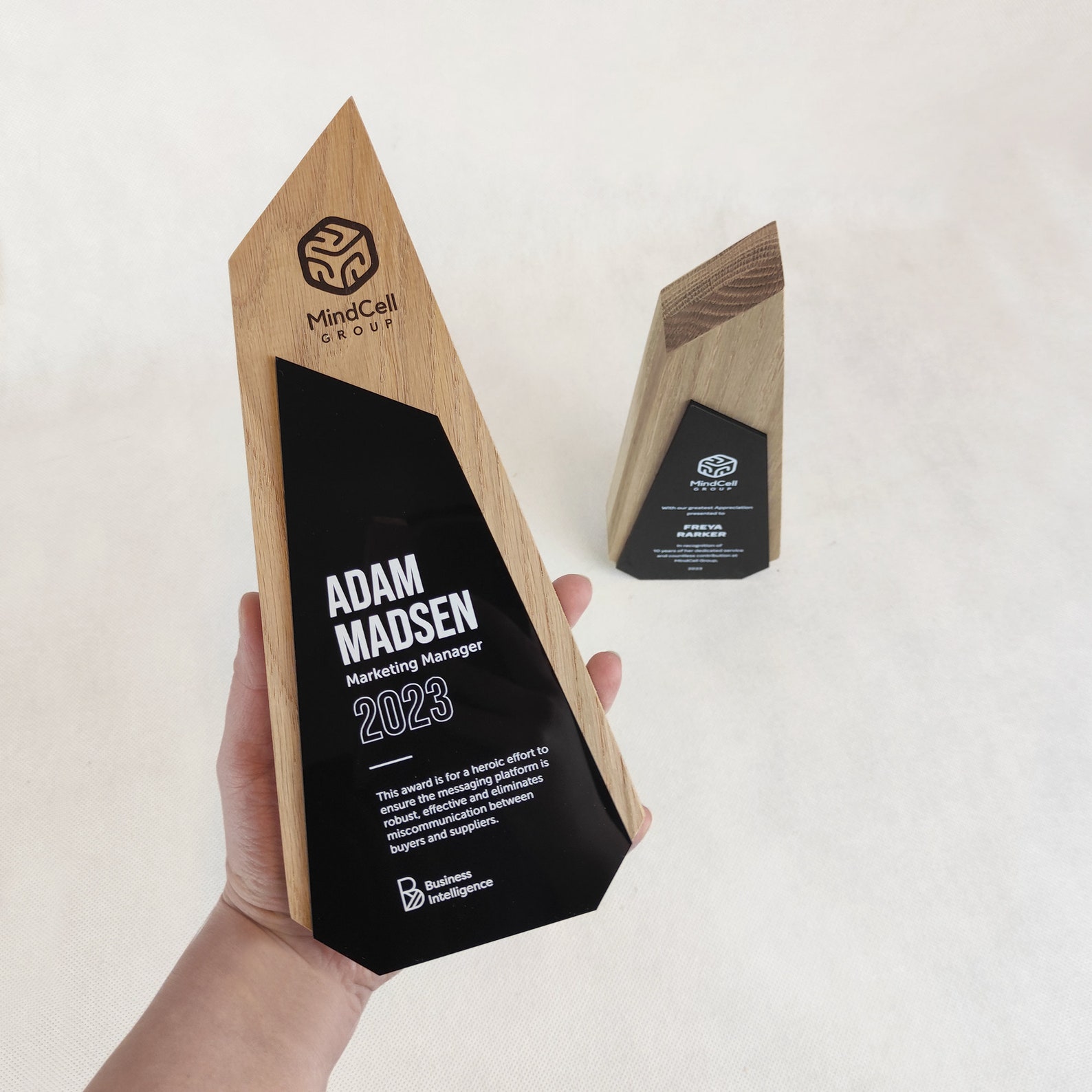 Irregular Shape Bespoke Wooden Trophy, Modern Personalized Award for ...