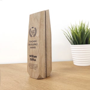 Irregular Shaped Solid Oak Trophy Decorated With UV Print on Front Side ...