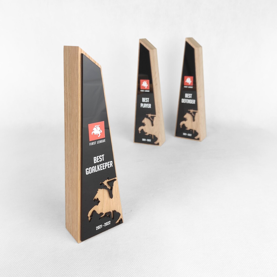 Triangle Wooden Trophy Eco Friendly Oak Prize Customizable - Etsy