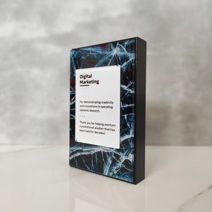 Metal Recognition Plaque Coated in Blue With UV Printing, Personalized ...